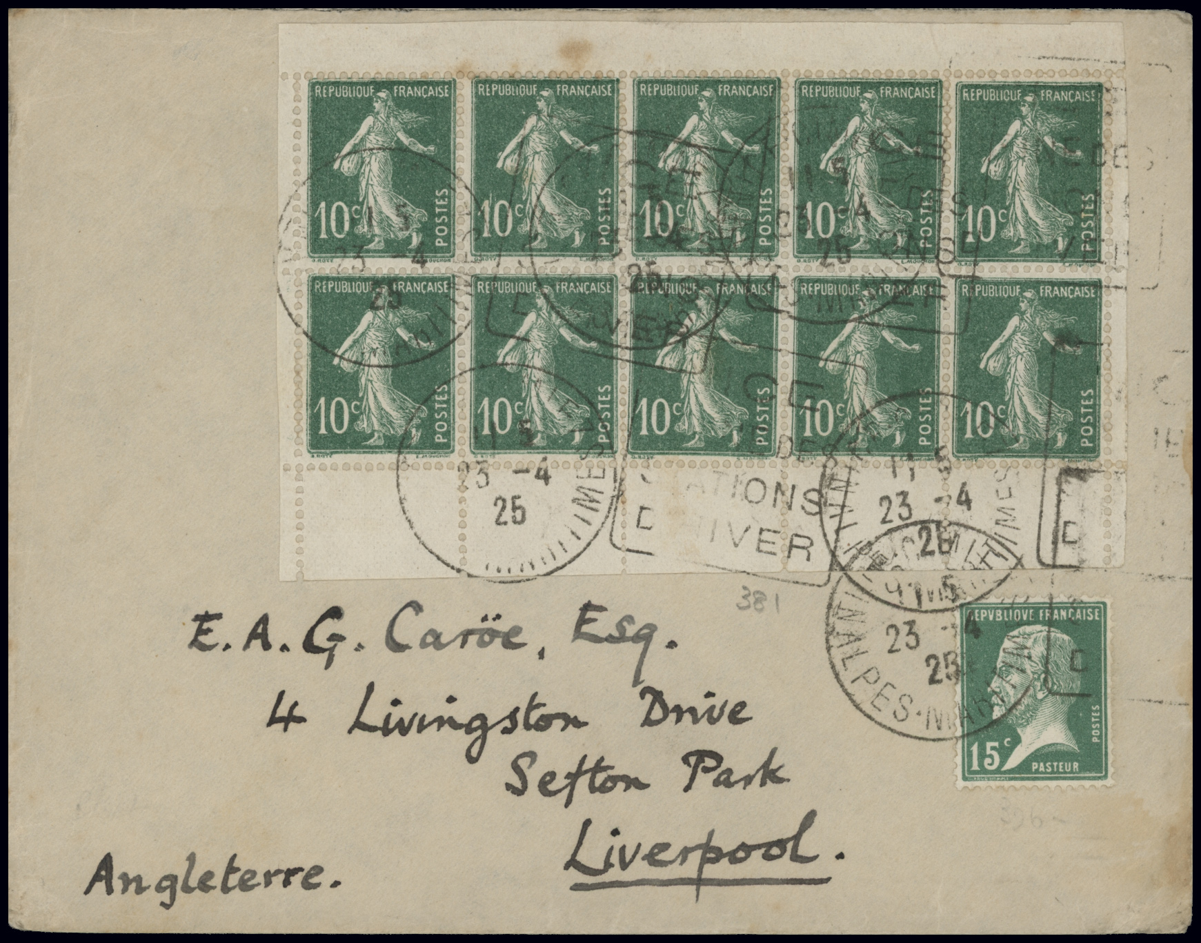 Lot 81614 - N°159 10c vert, bloc de 10 de carnet + n°171, 15c ...