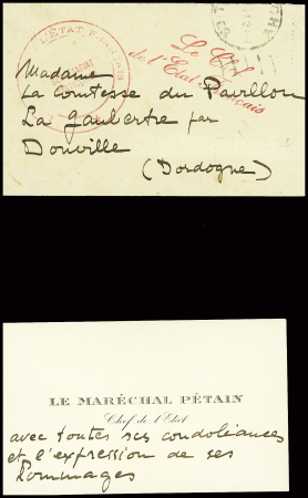 Lot 20758 - Petite lettre en franchise de Vichy (1941) avec cursive ...